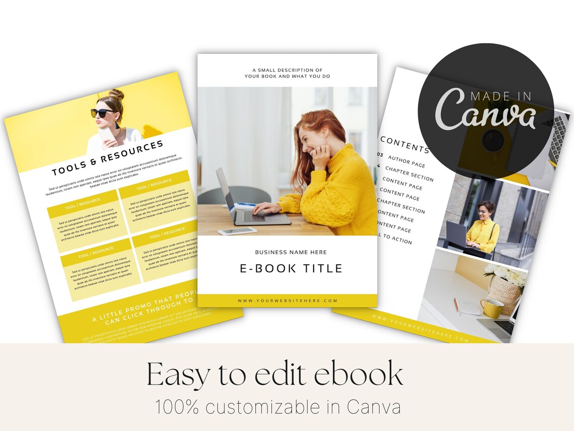 Ebook Template Canva Yellow / Workbook Template / Lead Magnet ...