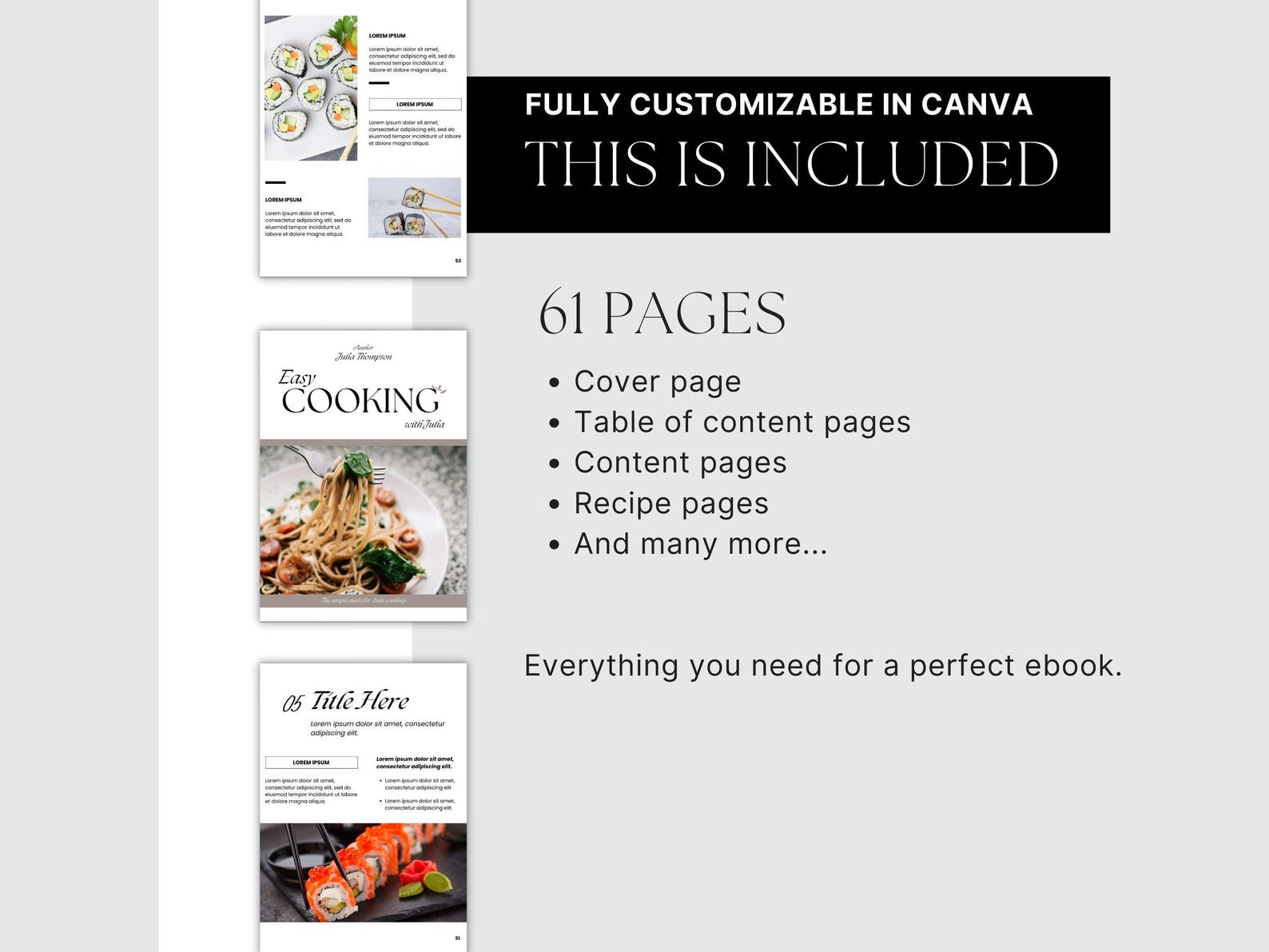 Editable Recipe Template / Ebook for Chefs / Fully Editable in Canva ...