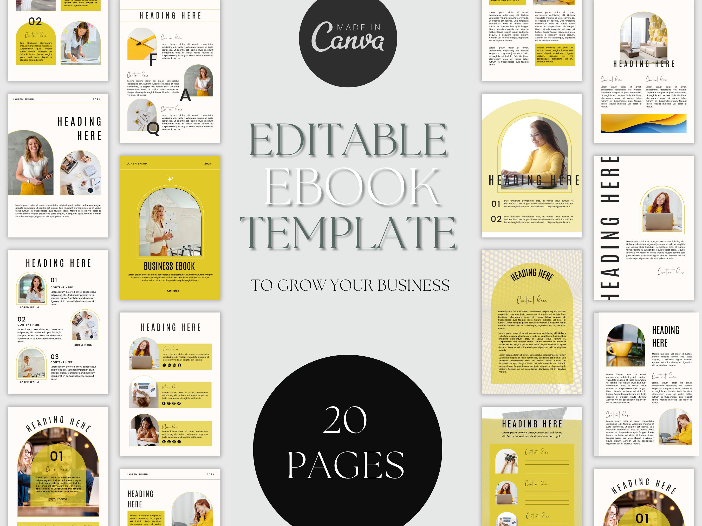 Business Ebook Yellow / Ebook Template Canva Yellow / Lead Magnet ...