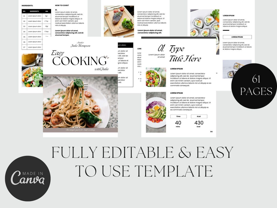 Editable Recipe Template / Ebook for Chefs / Fully Editable in Canva ...
