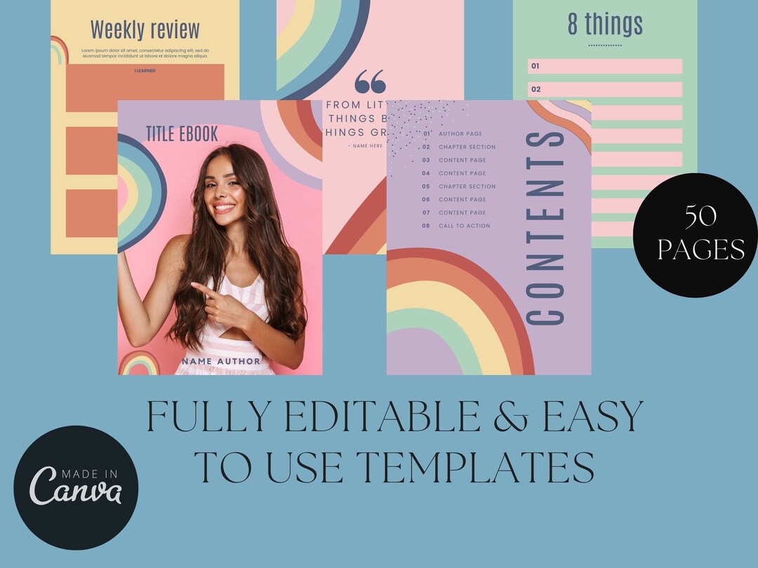 Rainbow Vibrant Colorful Ebook Template Canva / Colorful Abstract Ebook ...