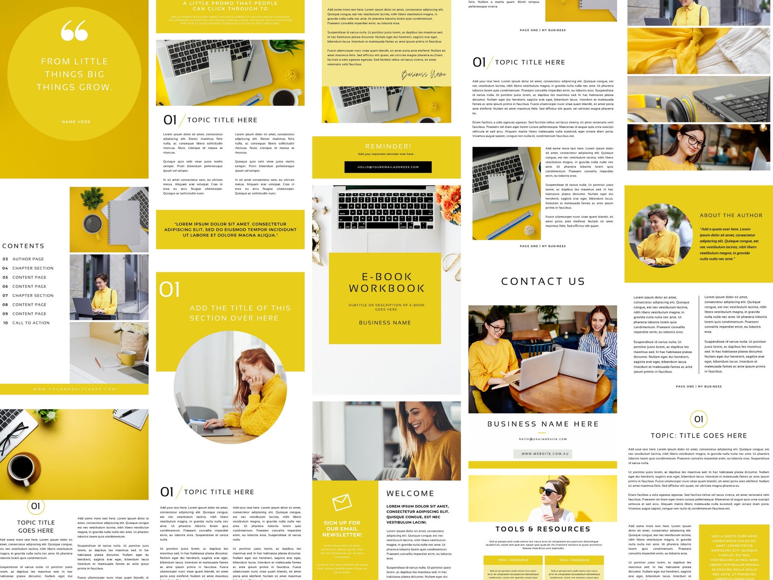 Ebook Template Canva Yellow / Workbook Template / Lead Magnet ...