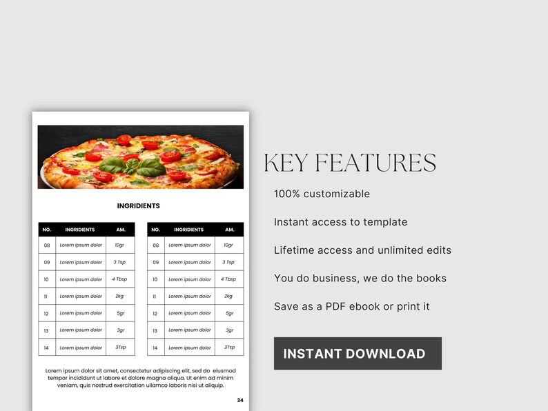 Editable Recipe Template / Ebook for Chefs / Fully Editable in Canva ...