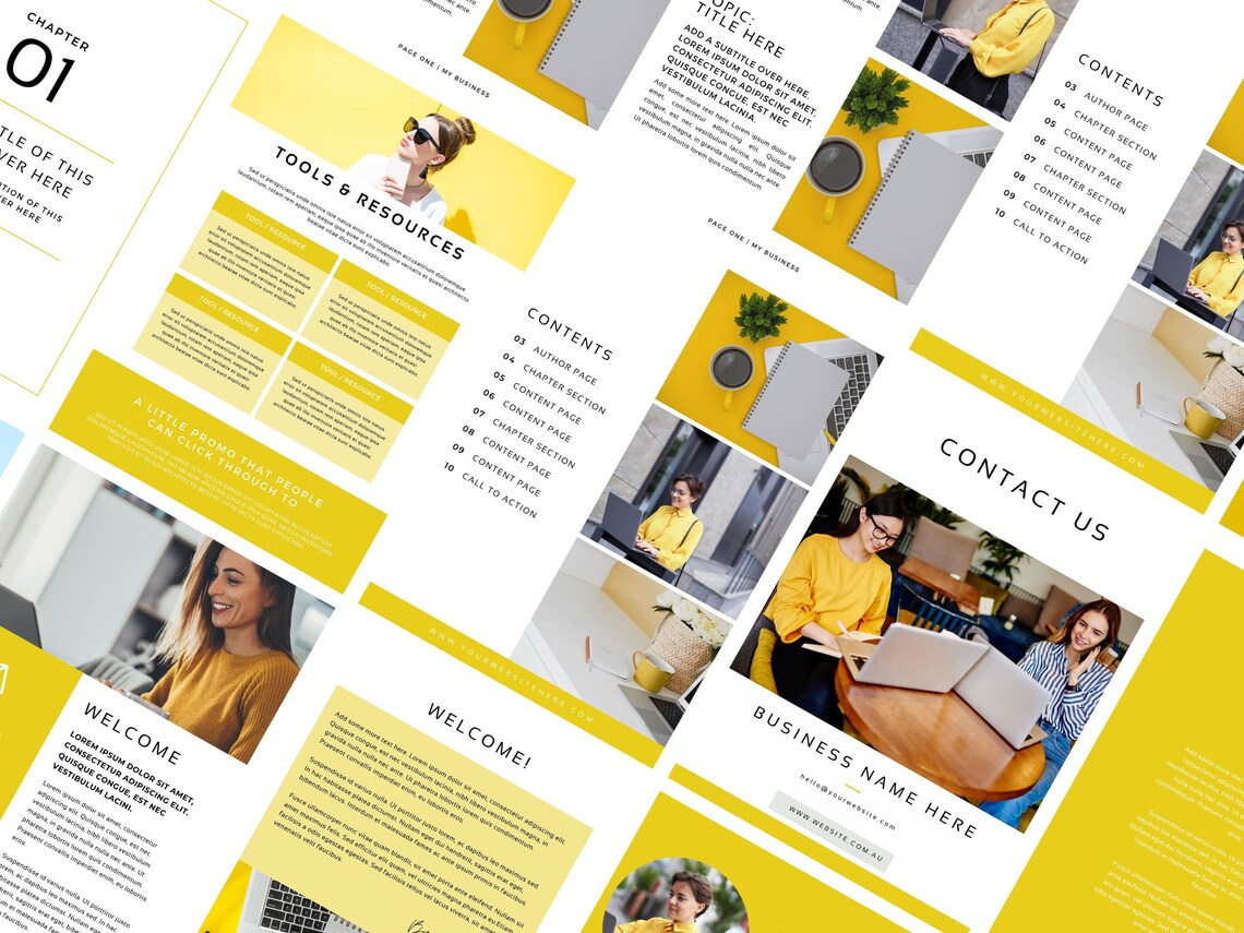 Ebook Template Canva Yellow / Workbook Template / Lead Magnet ...