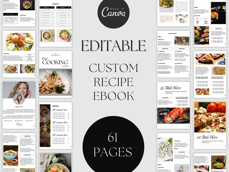 Editable Recipe Template / Ebook for Chefs / Fully Editable in Canva ...