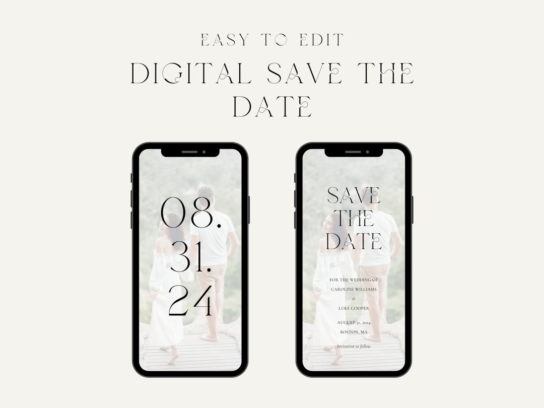 Digital Wedding Save the Date, Animated Save the Date Card, Editable ...