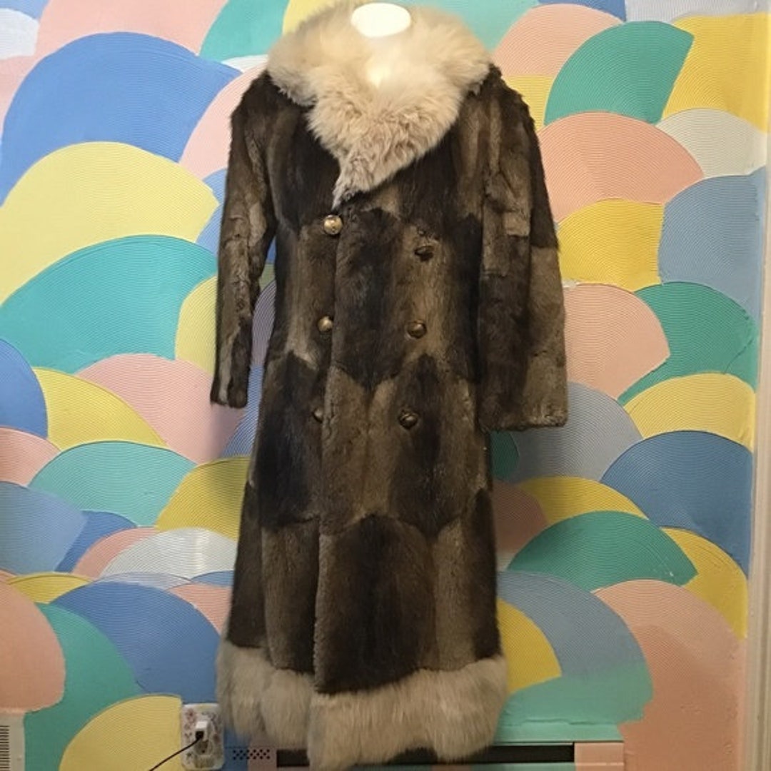 Vintage RARE Evans Real Fur Coat With Retro Lining Bone - Etsy