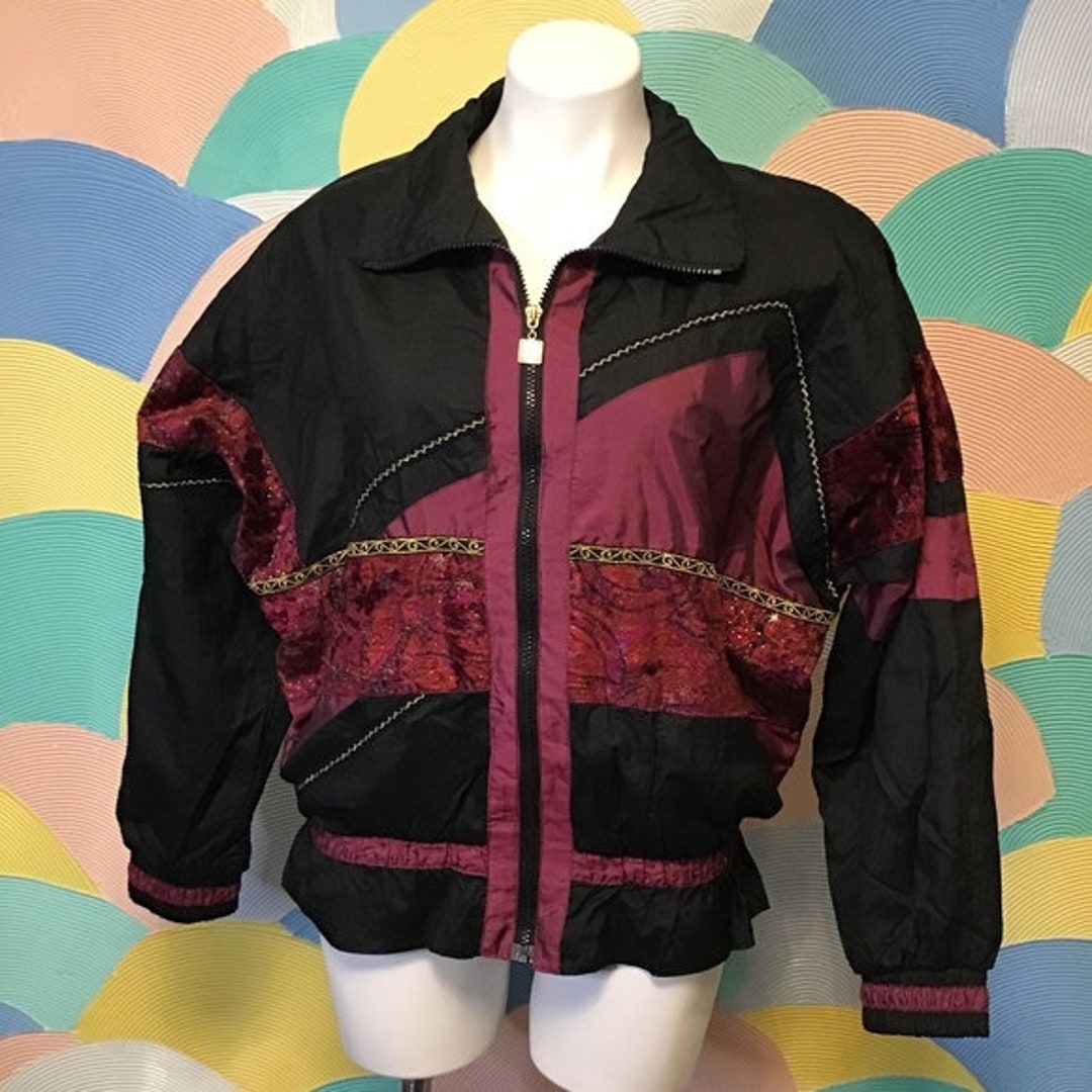 Vintage Active Stuff Velvet 80s Bomber Jacket Sz M - Etsy