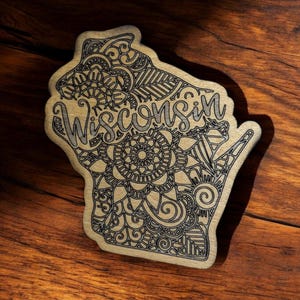 Wisconsin State Shaped Coasters | Laser Engraved Floral Wood Coaster ...