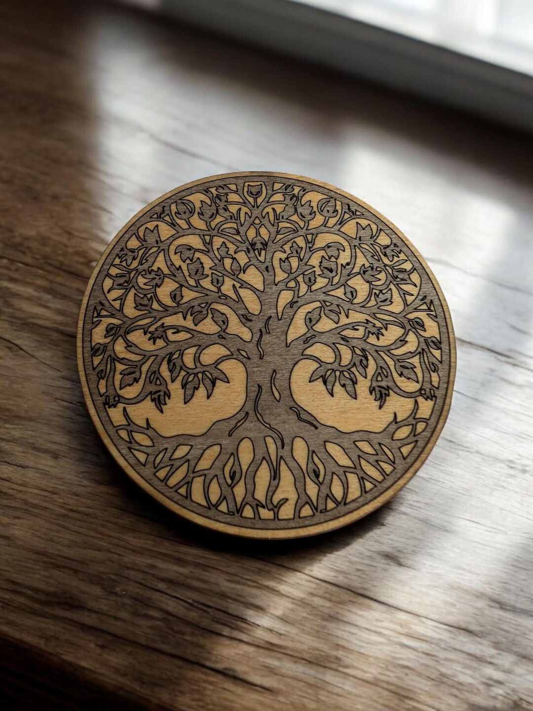 Tree of Life Coasters Set of 4 - Laser Engraved Coasters - Rustic Wood ...