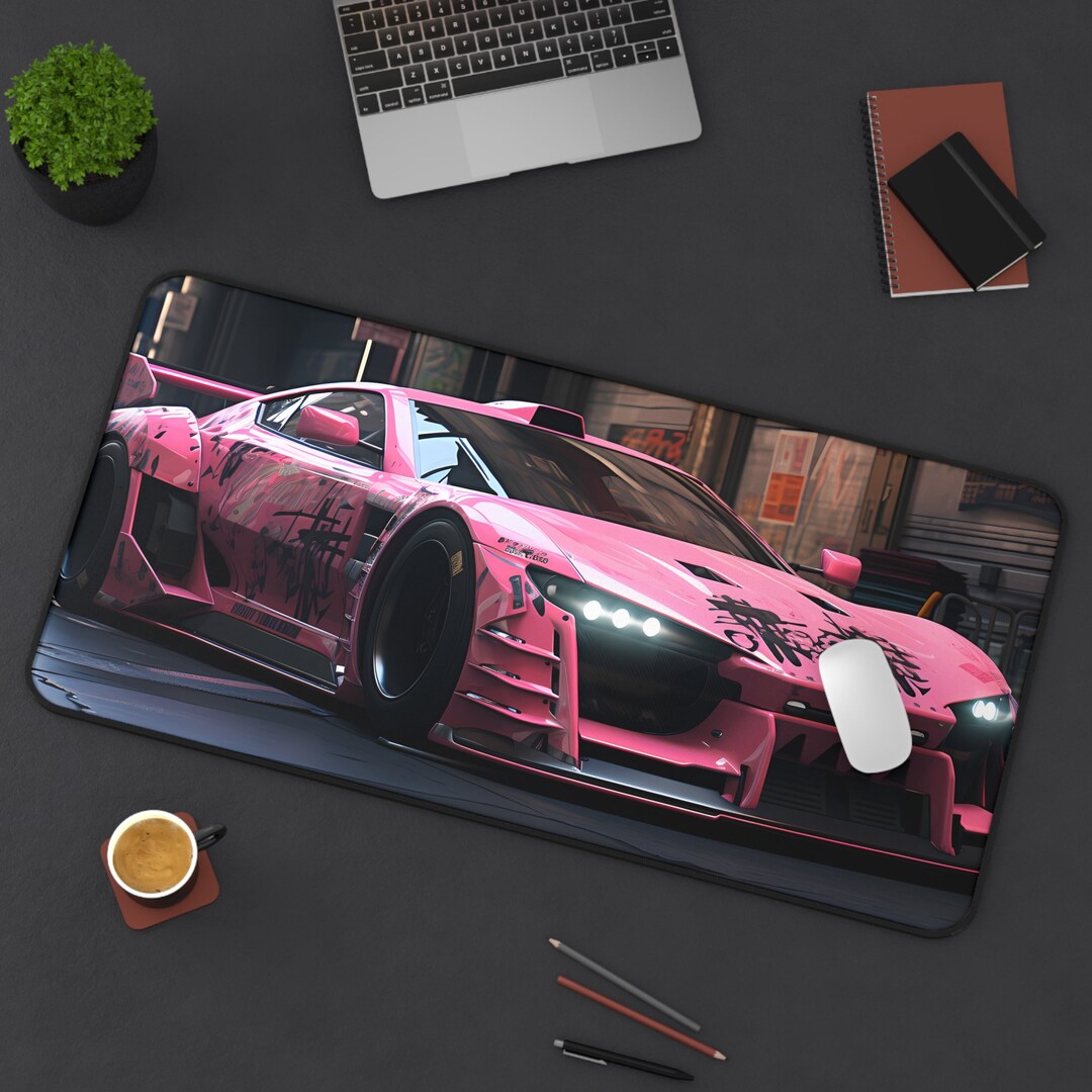 Pink Car Desk Mat Large Desk Mat Gaming Desk Mat - Etsy