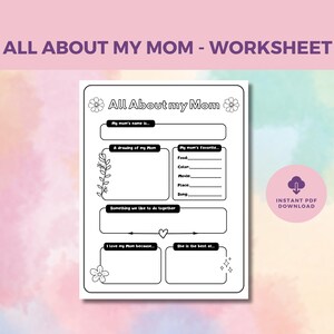 All About My Mom - Printable Mother's Day Worksheet for Kids | Fun ...