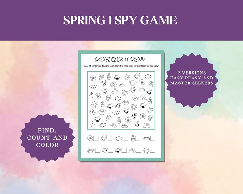 Spring I Spy Game – Coloring Fun Printable Activity for Kids | Easy ...