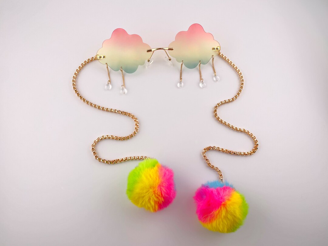 Cloud Rainbow Sunglasses Armless Chain Temple Sunglasses Festival ...