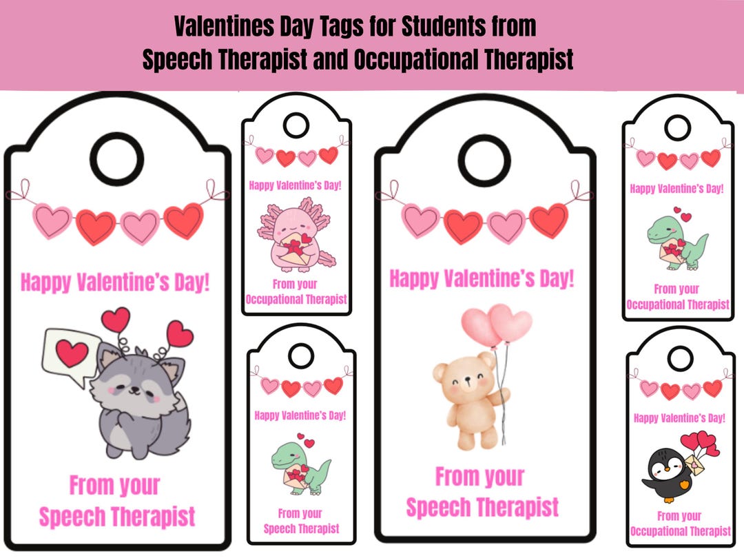 Valentine’s Day Tags for Students | Speech Therapy & Occupational ...