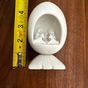 Vintage Miniature Nativity Carved in Egg Shaped White Stone, 4.5 Inches ...