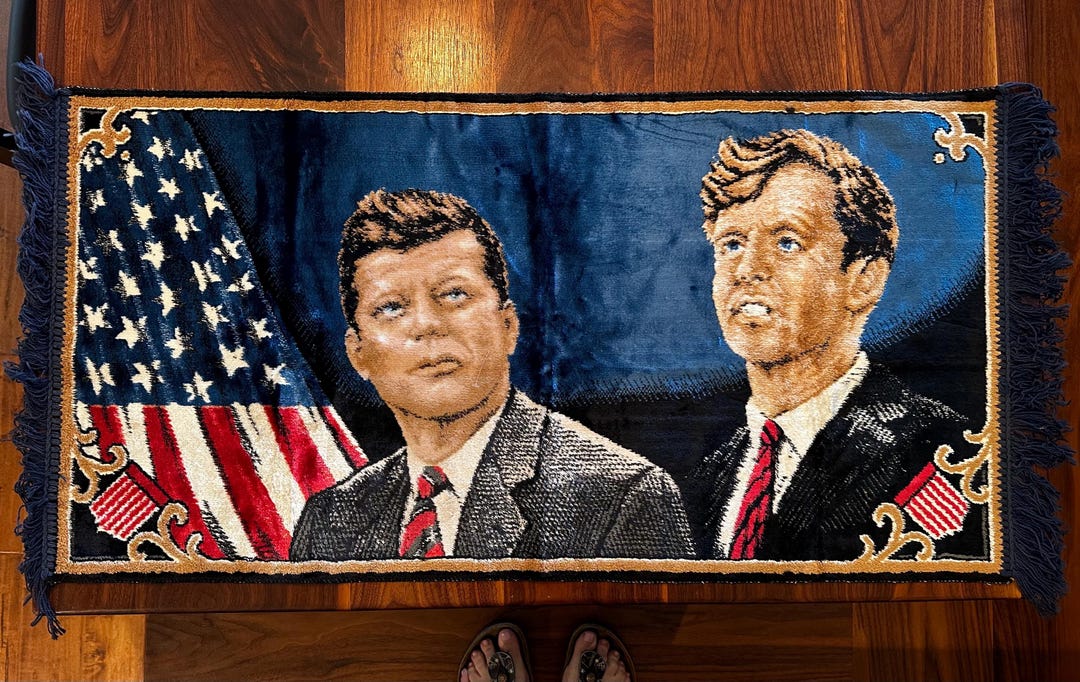 Vintage Kennedy Brothers Wall Hanging, Tapestry Rug, JFK & RFK ...