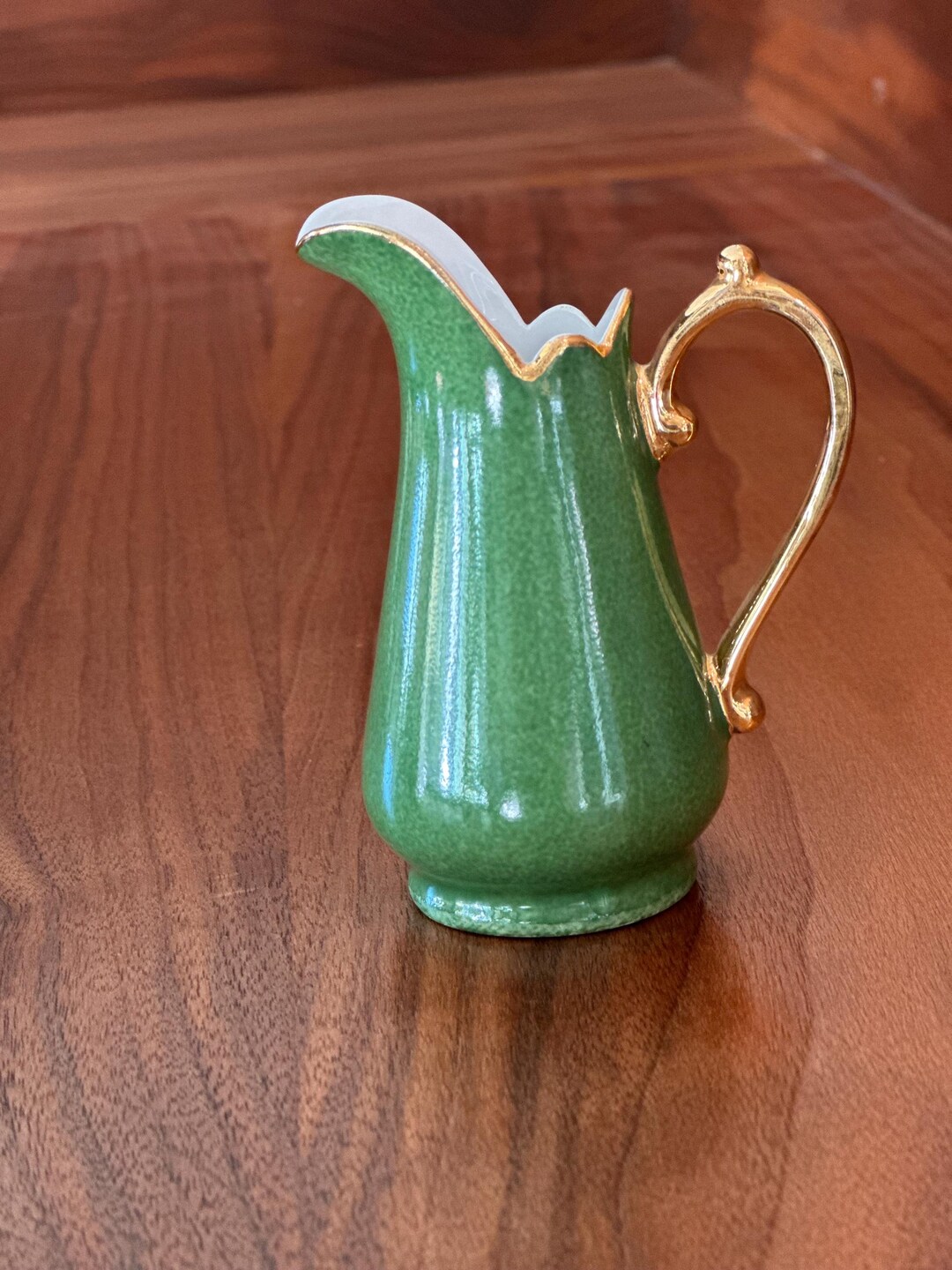 Godinger Mini Pitcher. Emerald Green, Trimmed in Gold. 4 Inches ...
