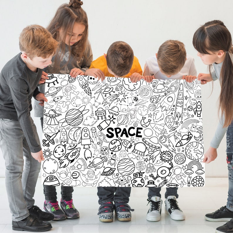 Giant Space Coloring Printable Astronaut Pages, Outer Space Celestial ...