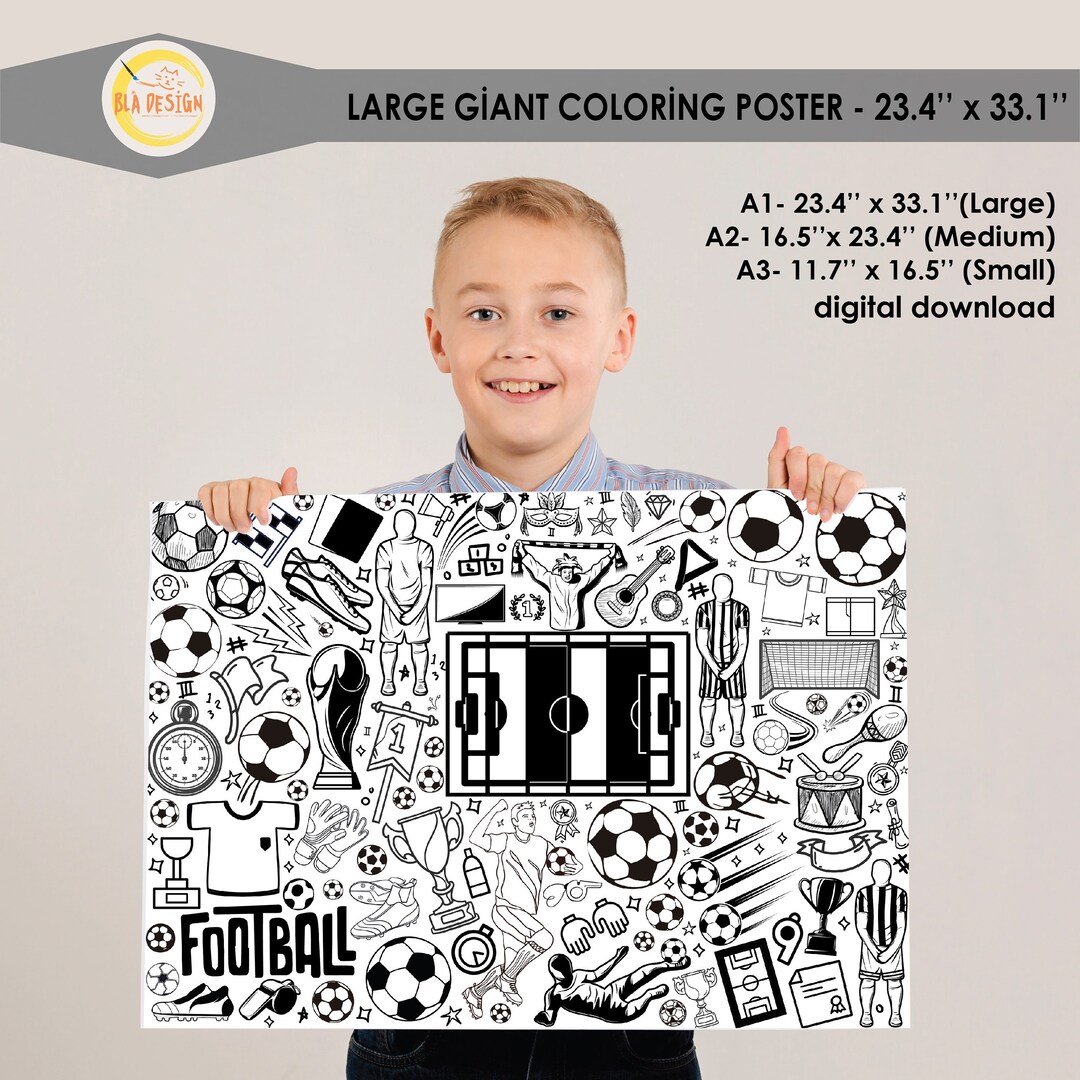 Large Football Coloring Activities Pages, Soccer Adult Classroom Game ...