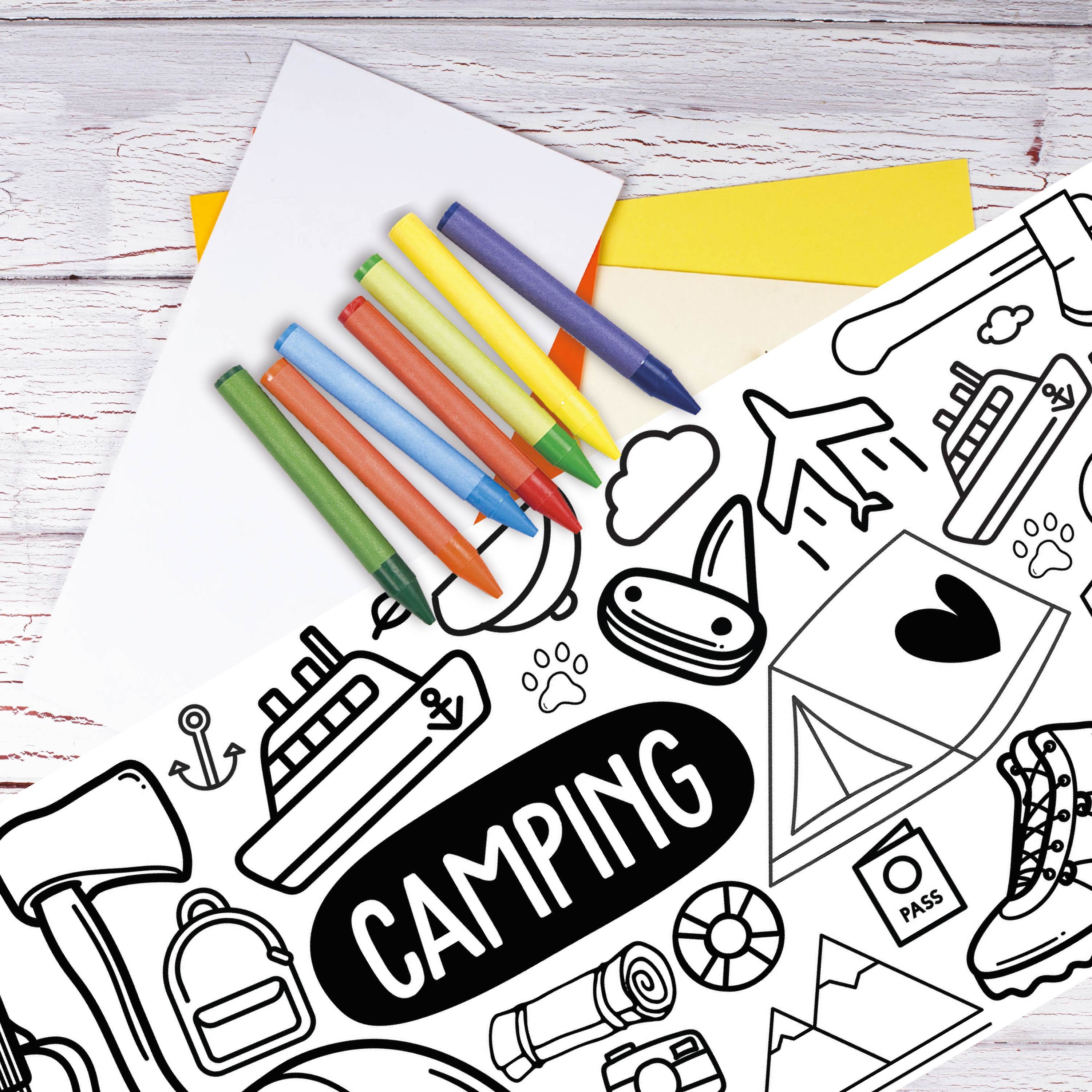 Huge Camping Party Coloring Poster Banner, Camp Coloring Themed Roll ...