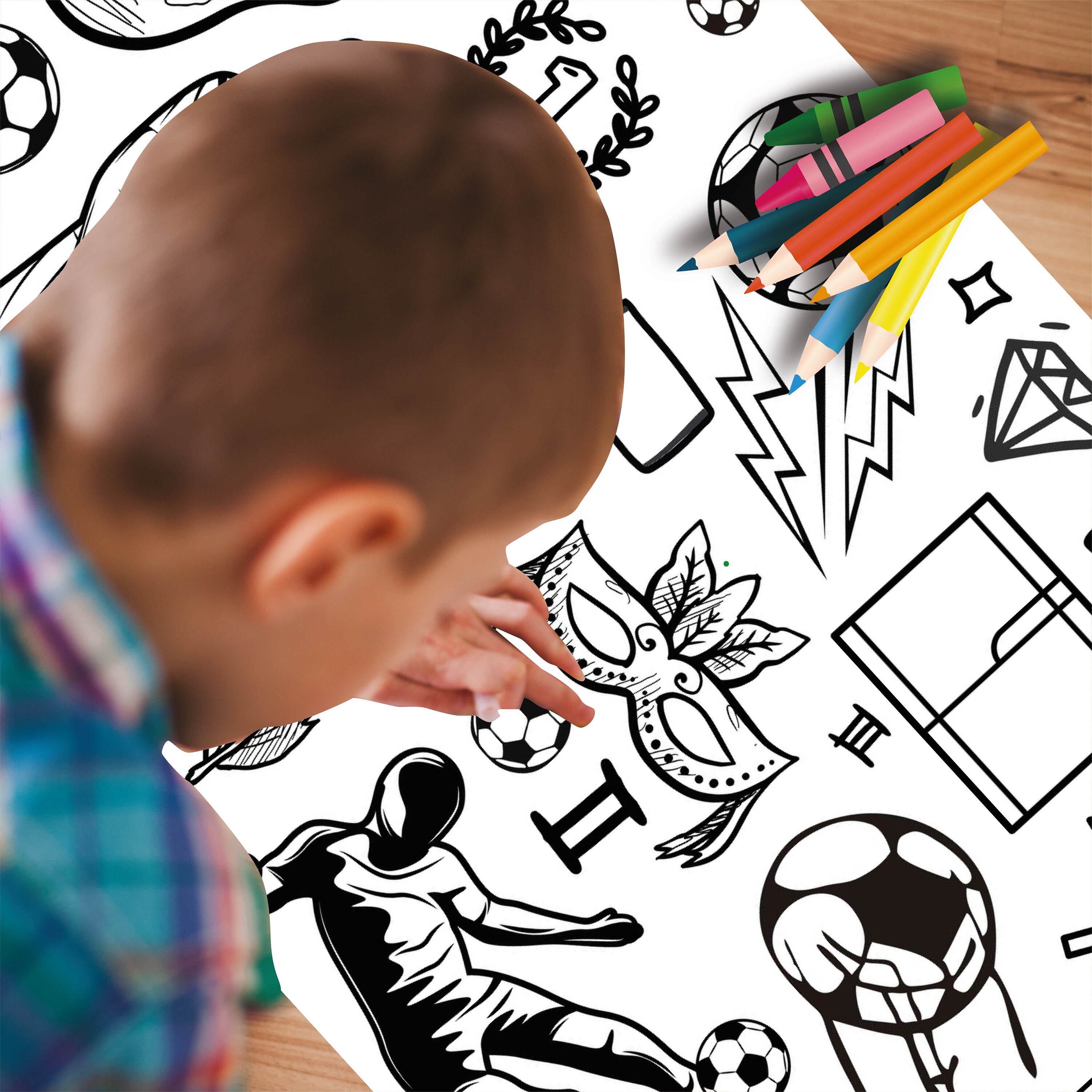 Football Soccer Activity Coloring Page, Sport Football Placemat Kids ...