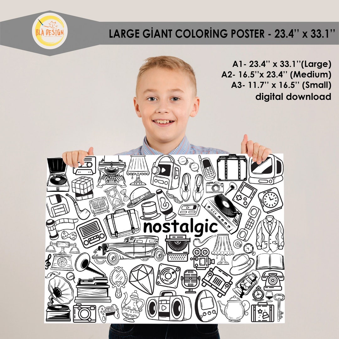 Giant Nostalgic Aesthetic Coloring Printable Pages, 90s Nostalgia Art ...