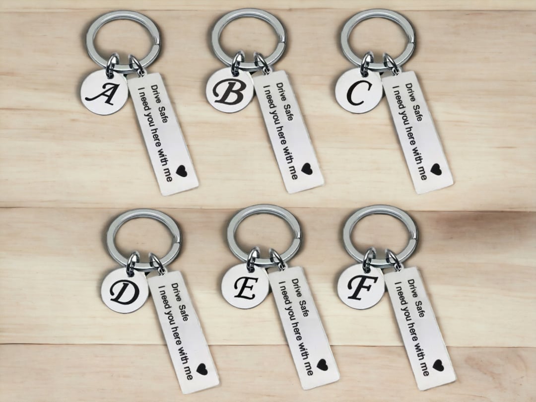 Personalized Stainless Steel Drive Safe Keychain A-Z Initials Letters ...