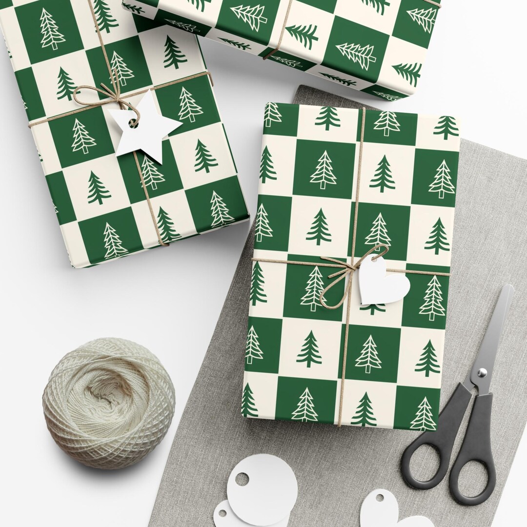 Wrapping Paper Set, Holiday Gift Packaging, Festive Christmas Tree ...
