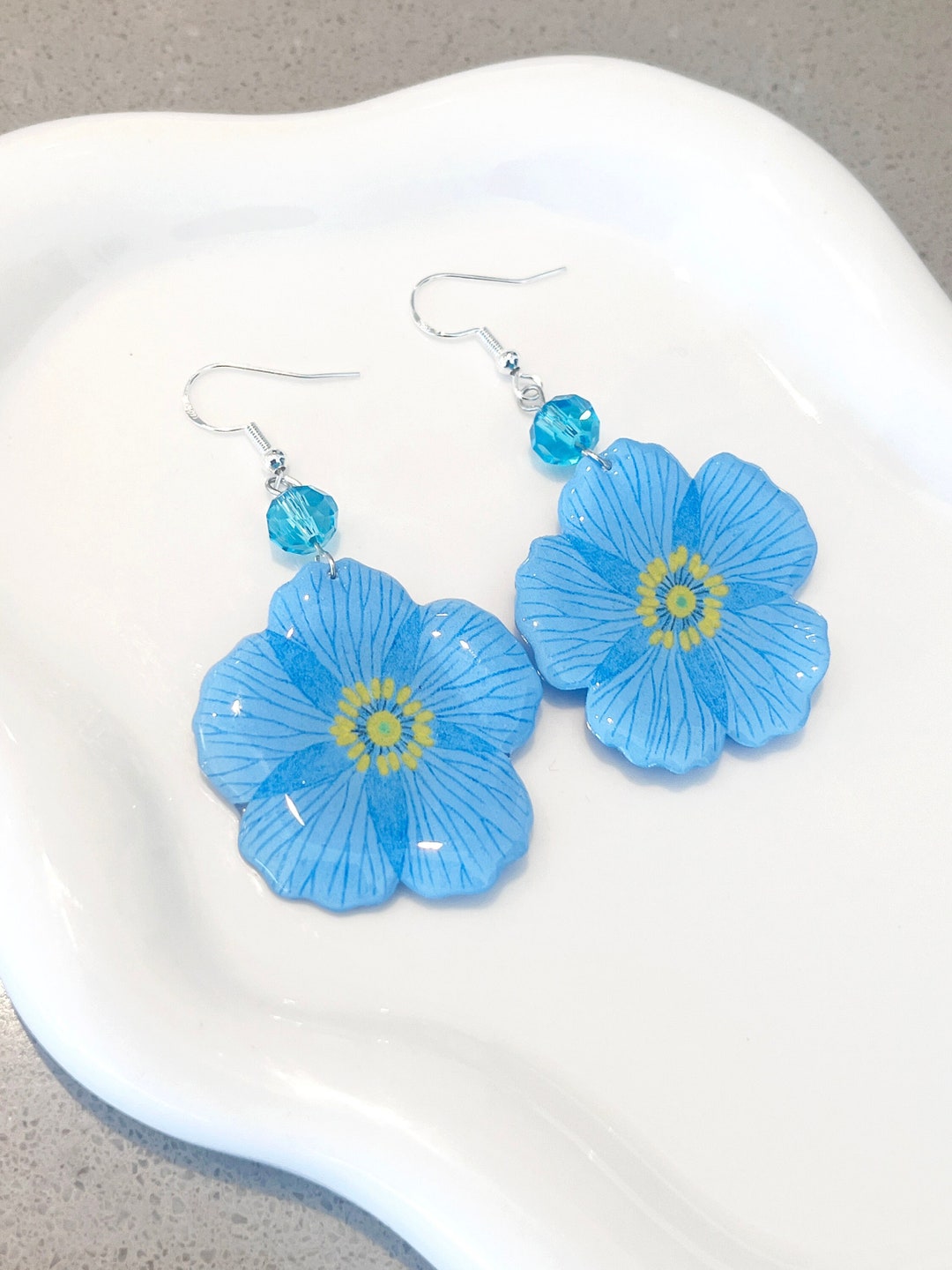 Big Flower Earrings Poppy Flower Jewelry Poppy Earrings Single ...
