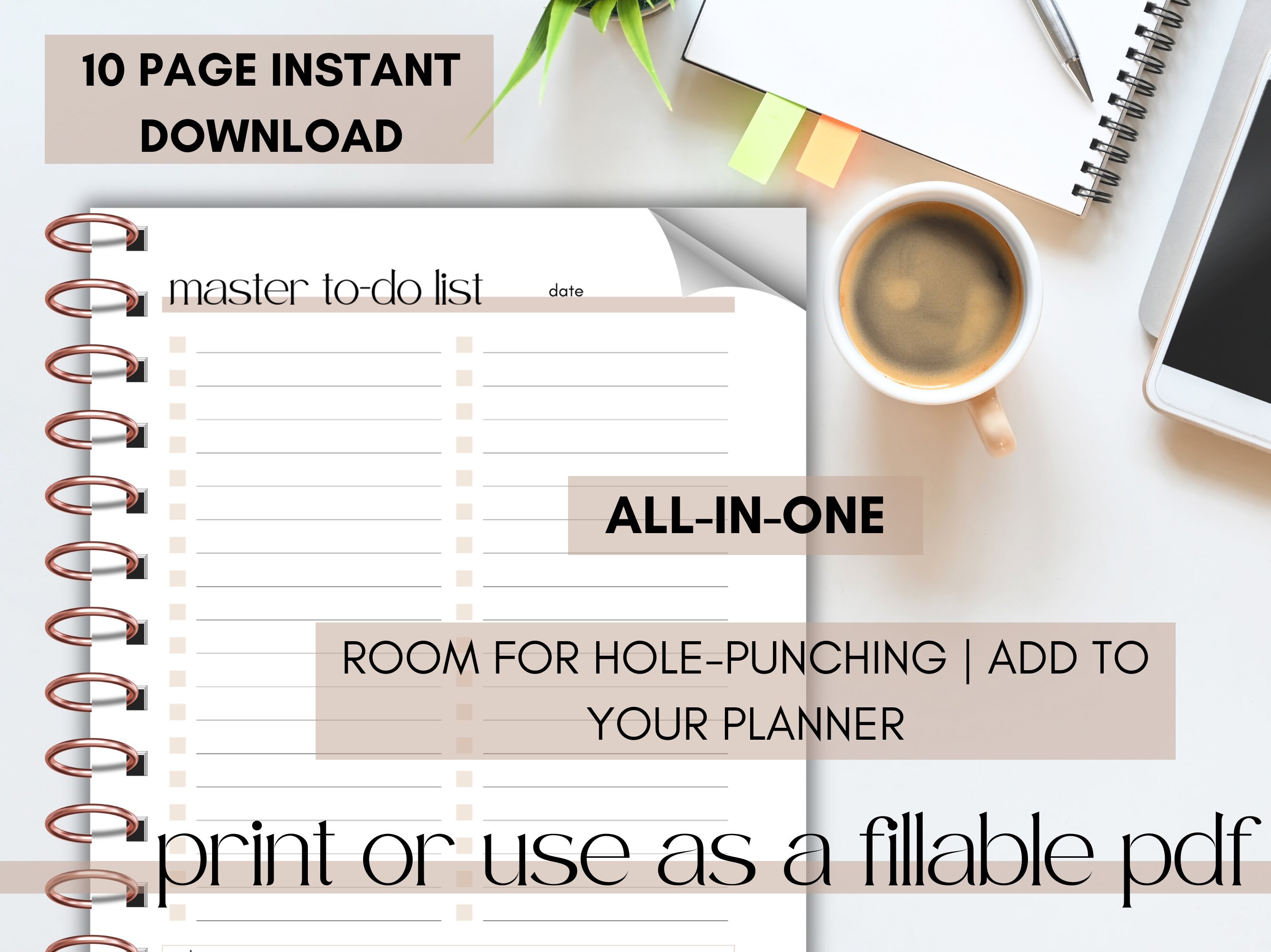 Digital to Do List Printable Brain Dump, Task Tracker, Weekly to Do ...