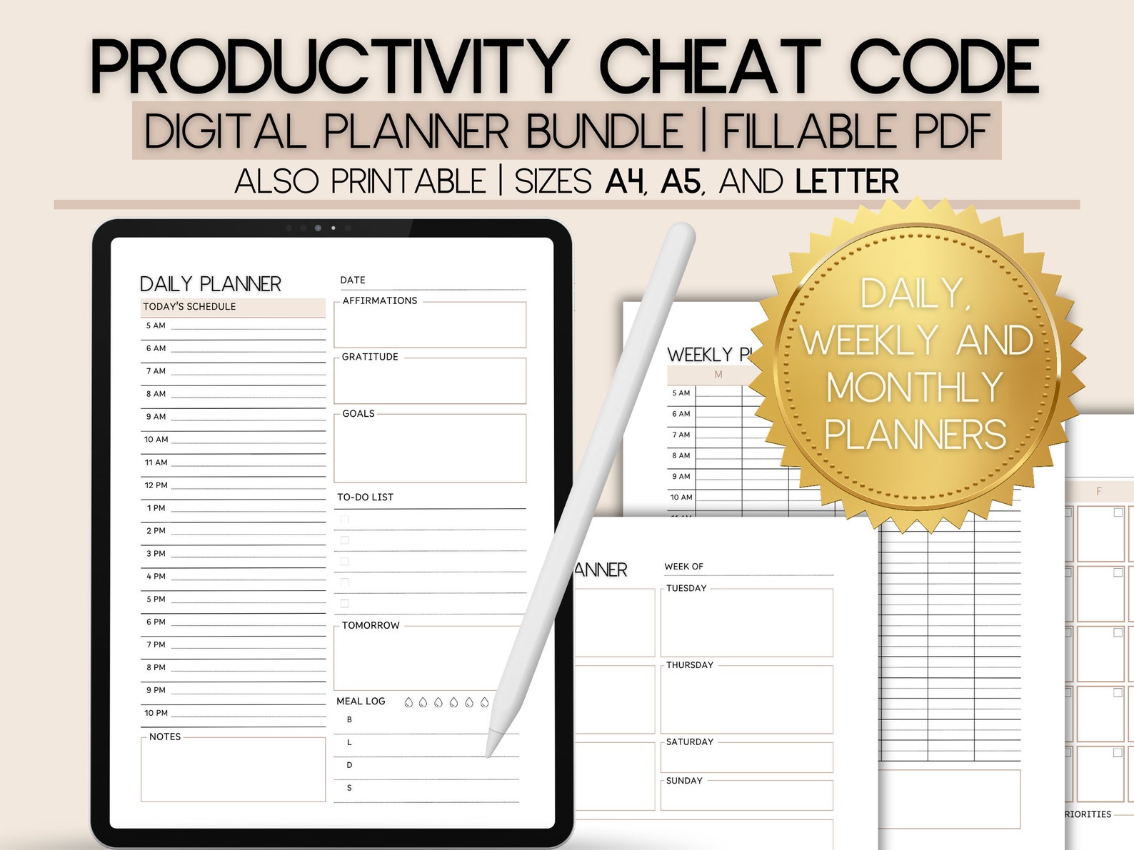 Daily Planner Printable, Productivity Planner, ADHD Planner, Printable ...