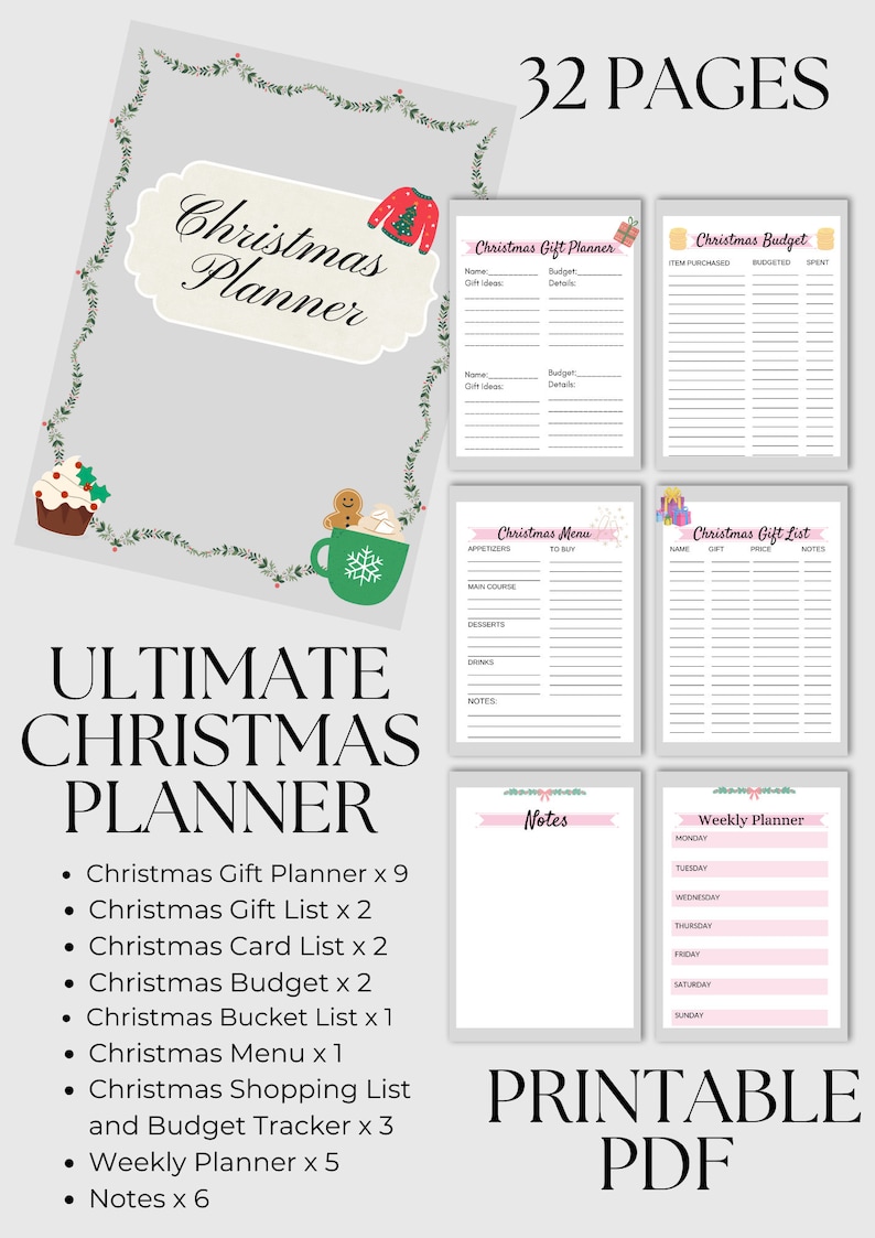 Christmas Gift Planner Printable. 32 Pg | Gift Tracker | Christmas ...