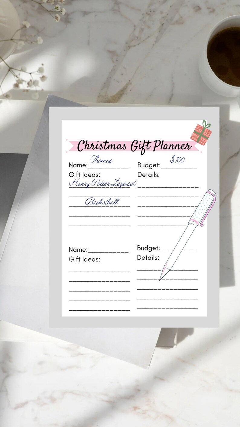 Christmas Gift Planner Printable. 32 Pg | Gift Tracker | Christmas ...