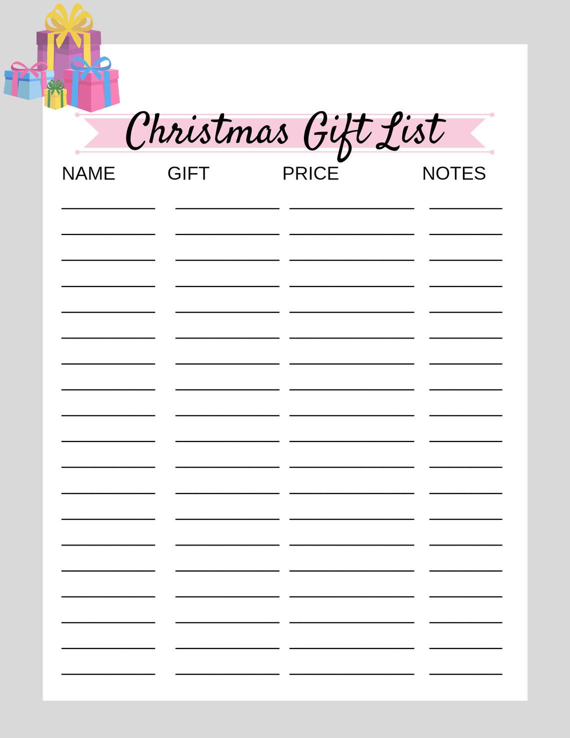 Christmas Gift Planner Printable. 32 Pg | Gift Tracker | Christmas ...