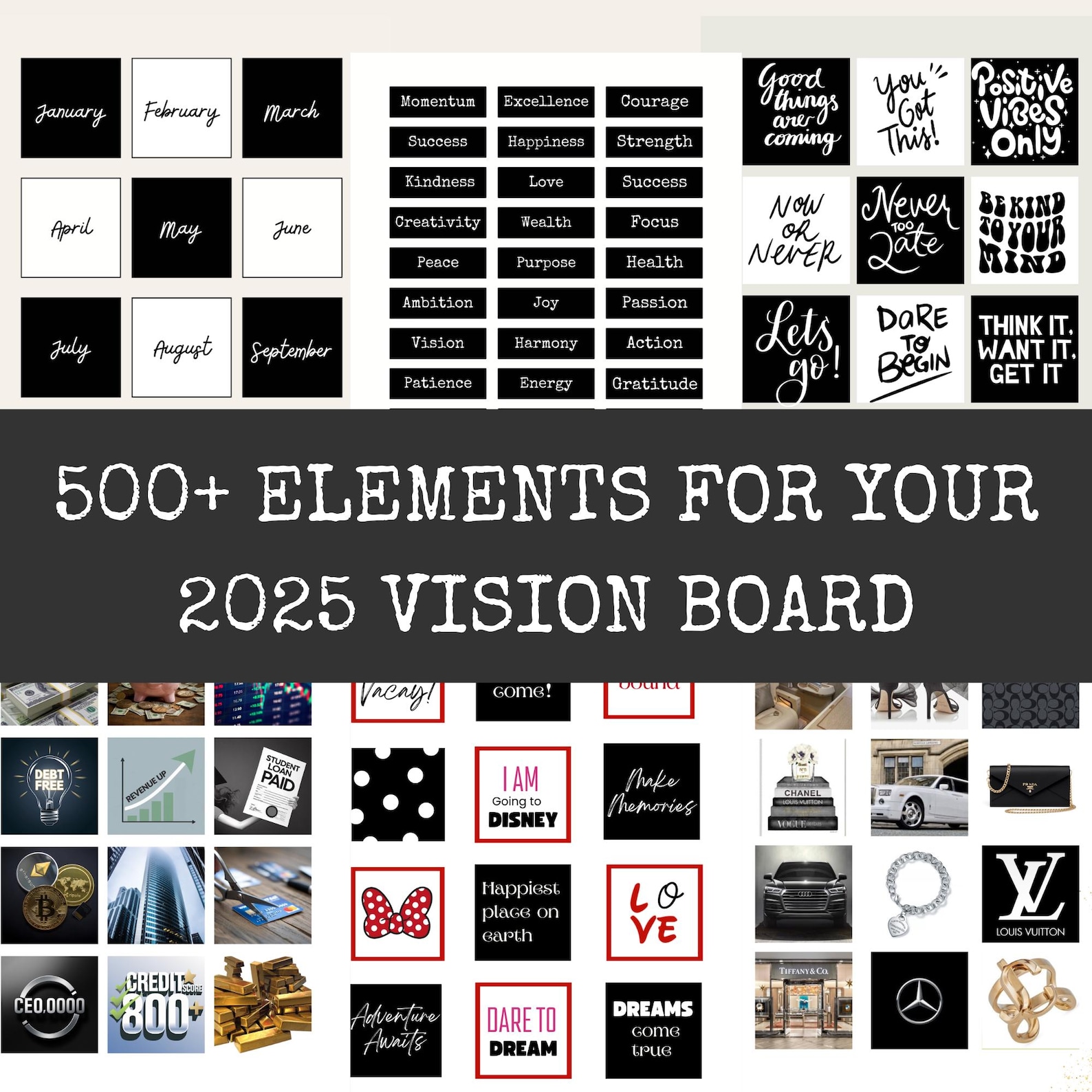 2025 Vision Board Kit Printable - 500+ Vision Board Images, Words ...