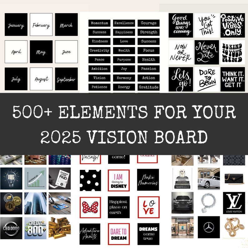 2025 Vision Board Kit Printable - 500+ Vision Board Images, Words ...