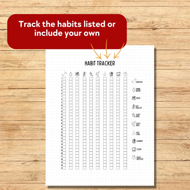Habit Tracker Bullet Journal Printable Page - Etsy