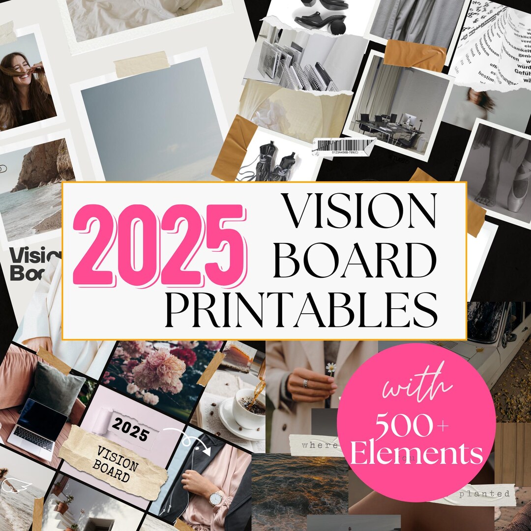 2025 Vision Board Kit Printable - 500+ Vision Board Images, Words ...