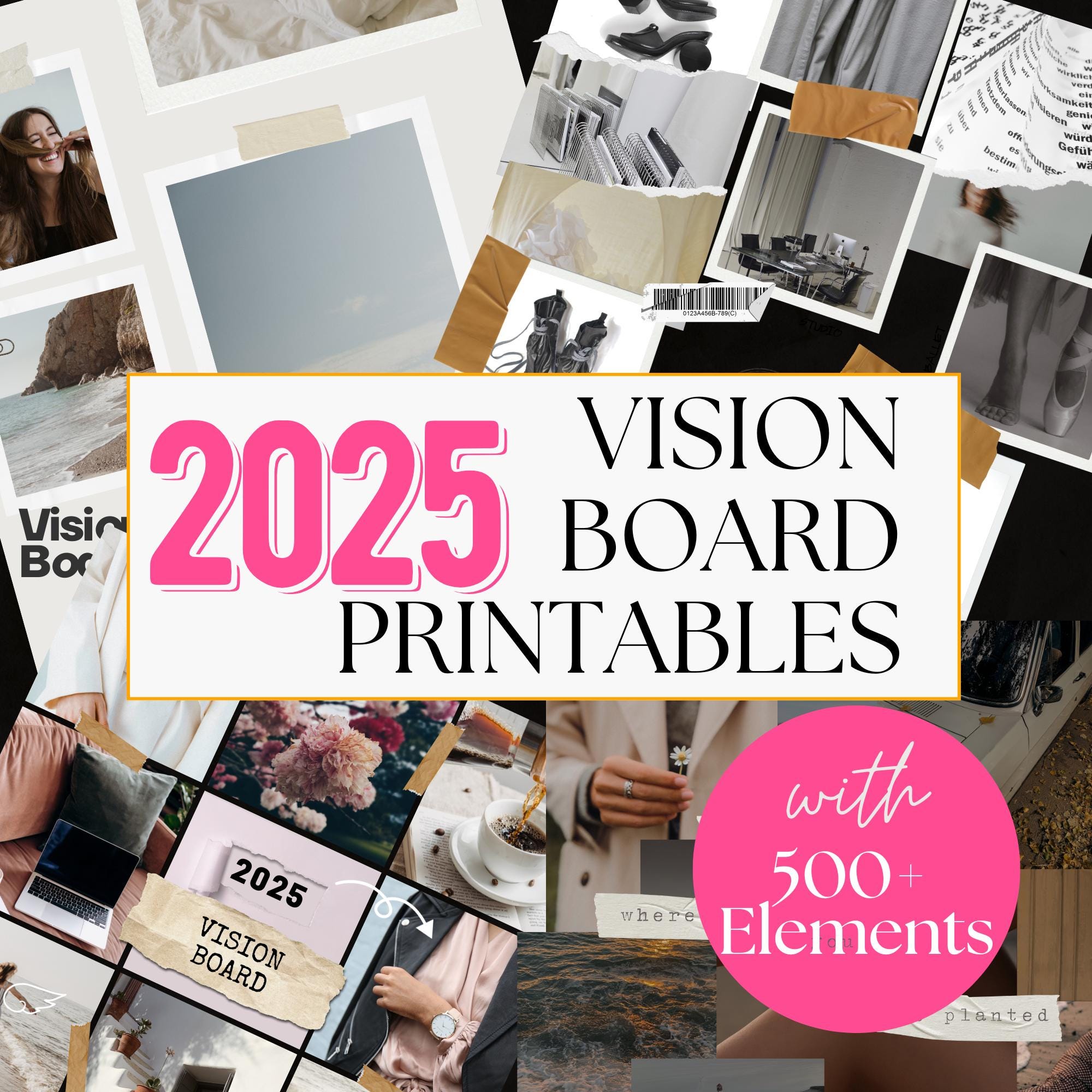 2025 Vision Board Kit Printable - 500+ Vision Board Images, Words ...