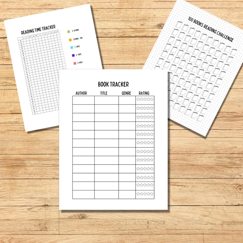 Reading Tracker Bundles Printable Bullet Journal Notebook Premade ...