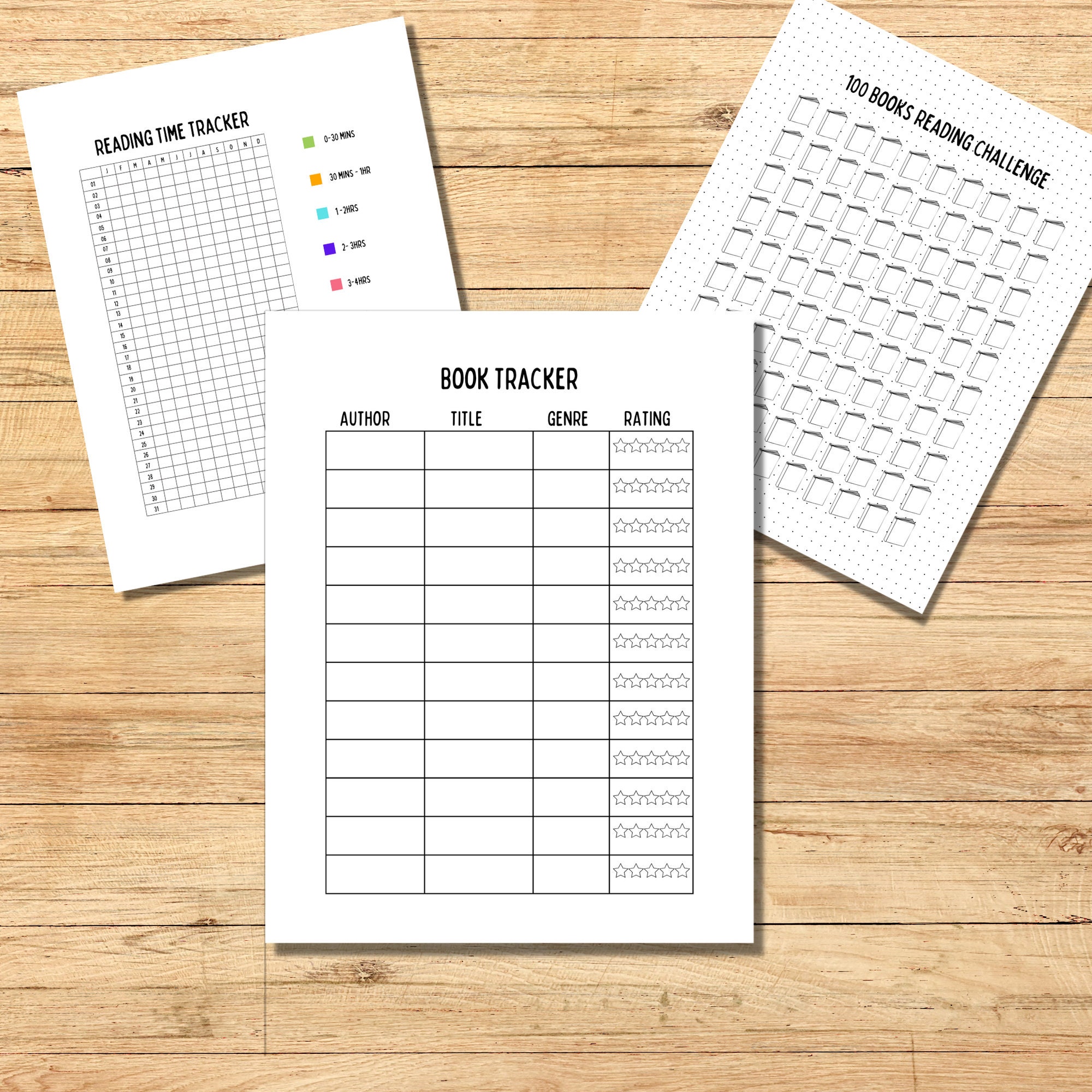 Reading Tracker Bundles Printable Bullet Journal Notebook Premade ...