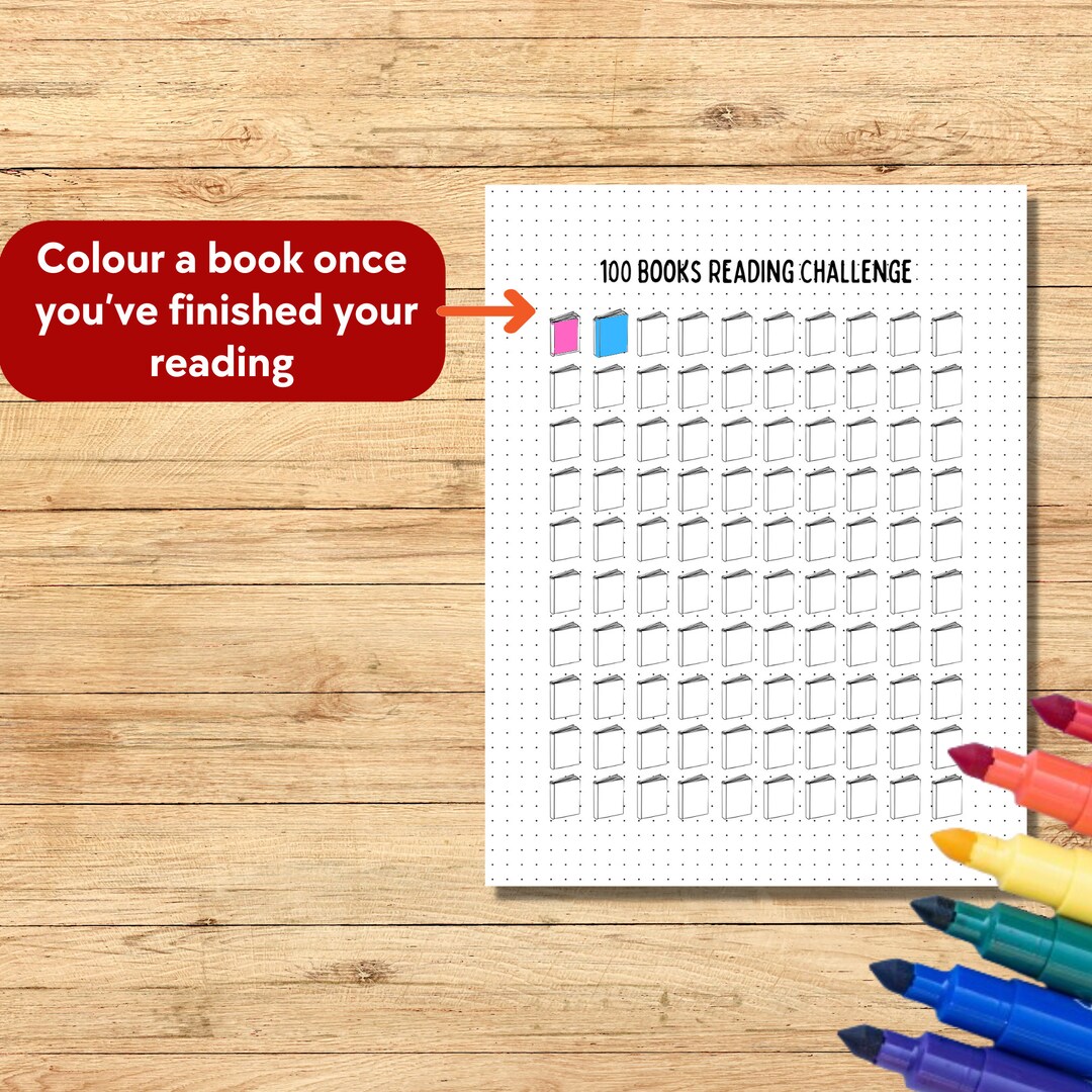 100 Books Reading Challenge Printable Bullet Journal Tracker - Etsy ...
