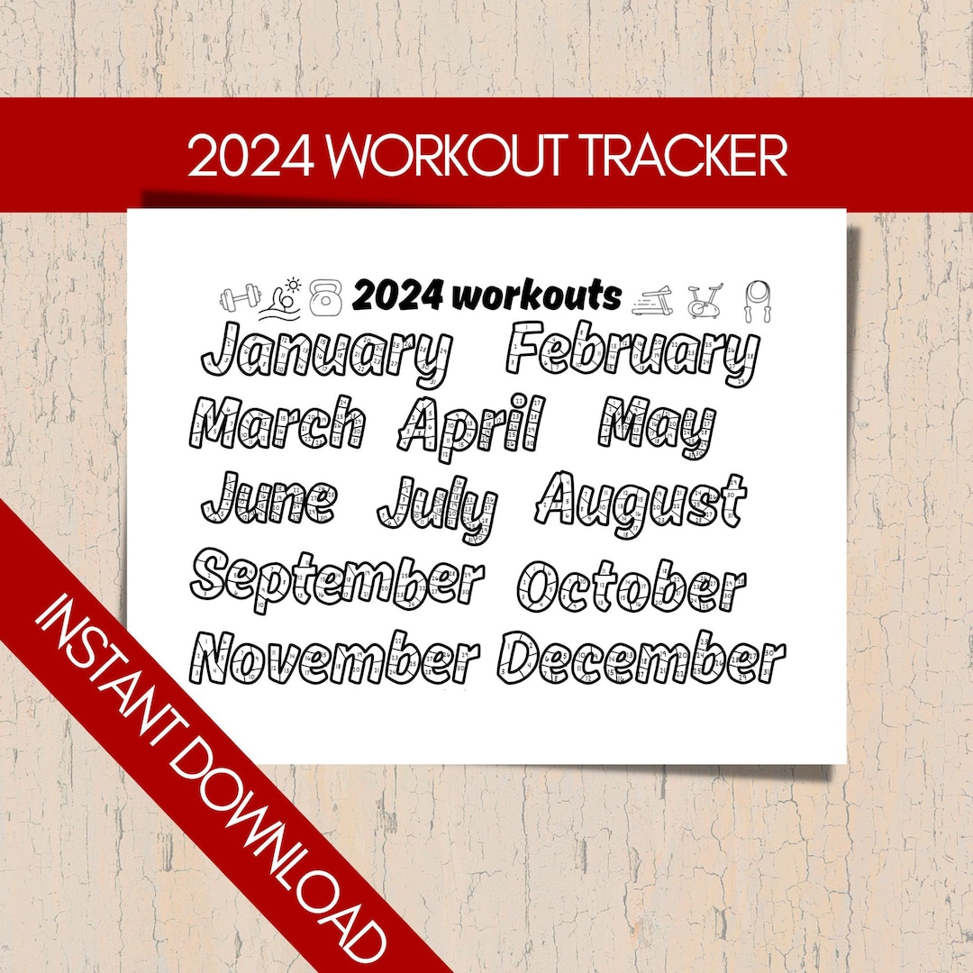 January to December Workout Tracker Coloring Page Printable, Coloring ...
