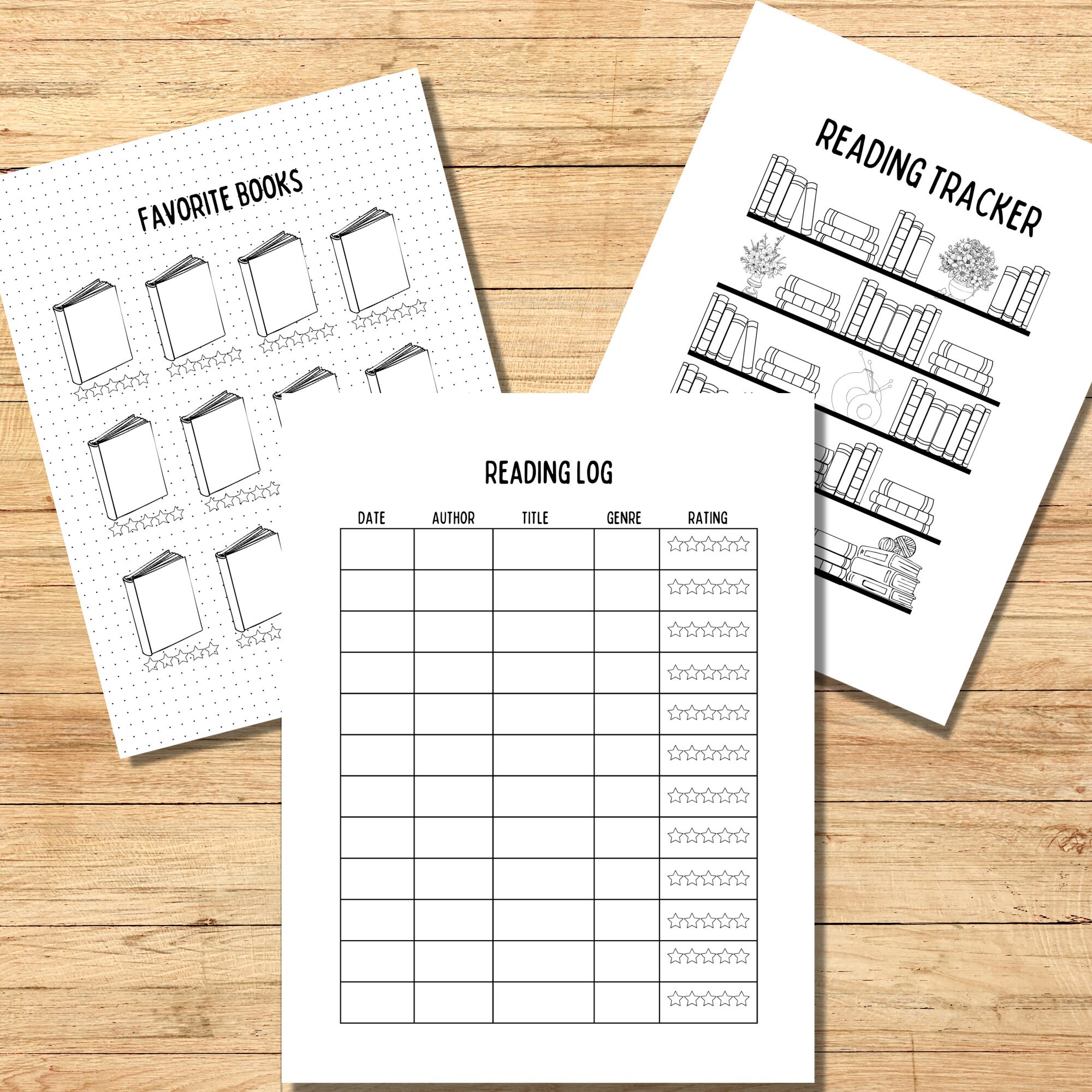 Reading Tracker Bundles Printable Bullet Journal Notebook Premade ...