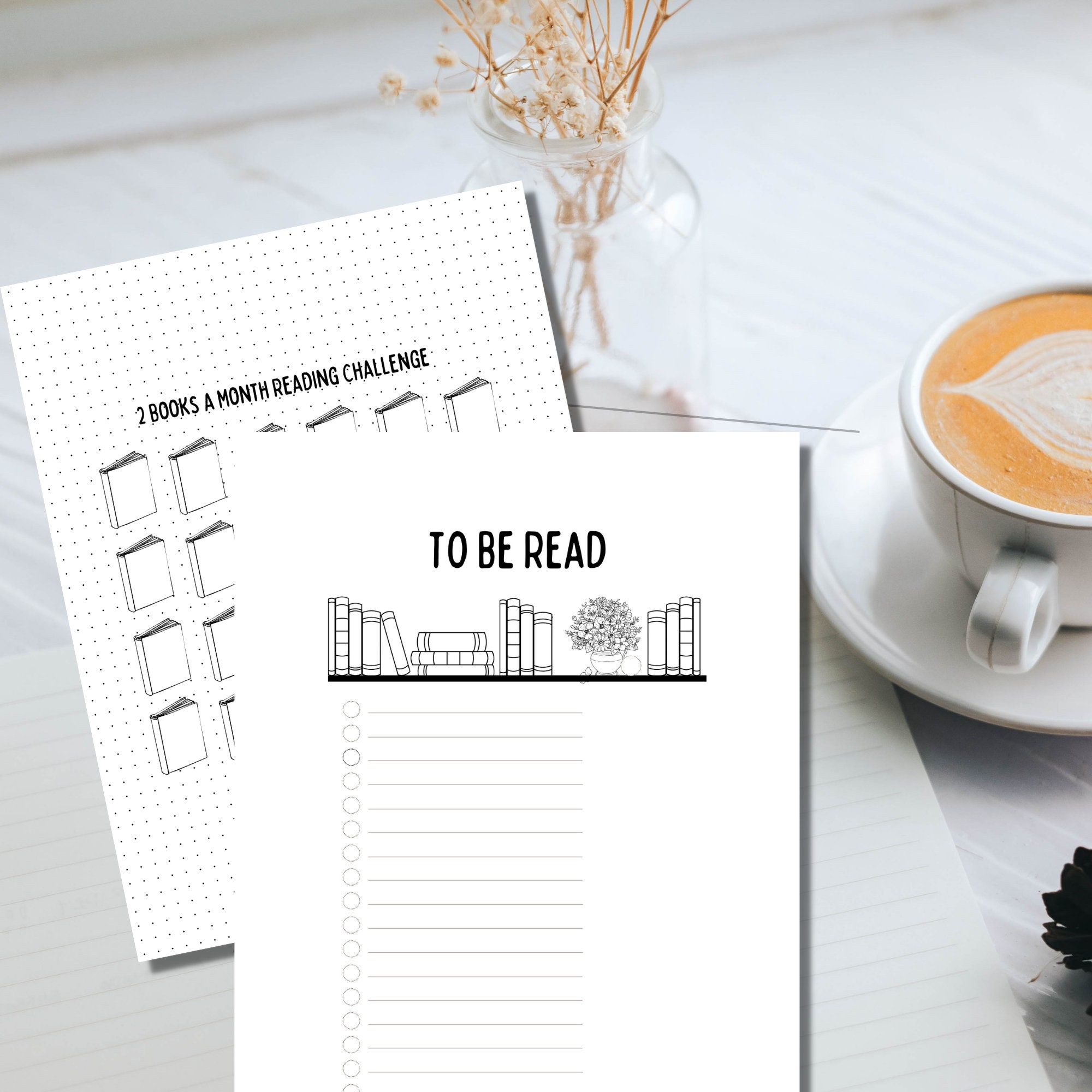 Reading Tracker Bundles Printable Bullet Journal Notebook Premade ...