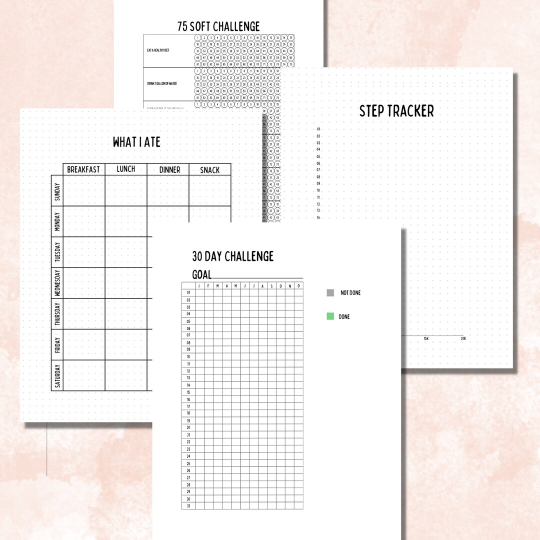 Fitness Tracker Bundle Bullet Journal Printable Pages - Etsy
