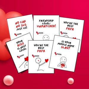 No Sus Gen Z Slang Kids Valentine Day Cards, Funny Printable Classroom ...