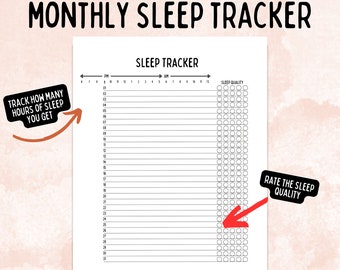 Sleep Tracker Printable, Monthly Sleep Log, Sleep Analysis Chart, Sleep ...