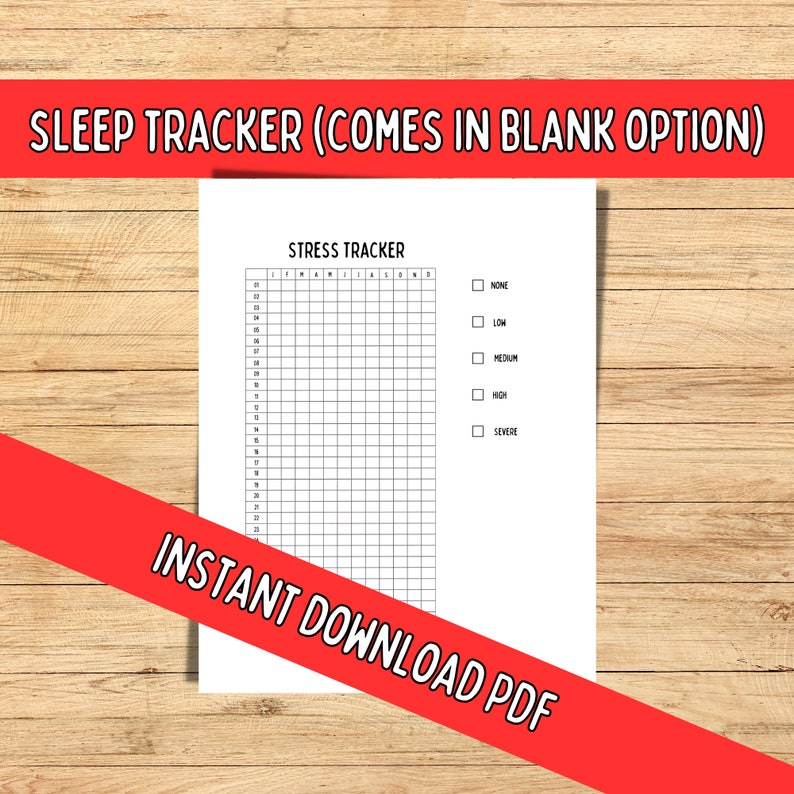 Stress Tracker, Bullet Journal Page, Planner Insert, Printable Tracker ...